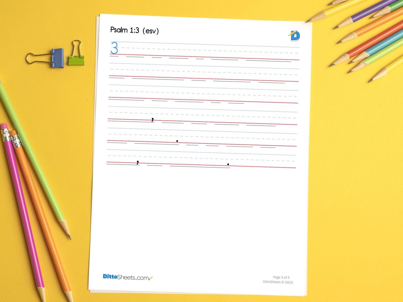 PSALM 1 Bible Copywork | Bible Verse Memorization | Copywork Charlotte ...