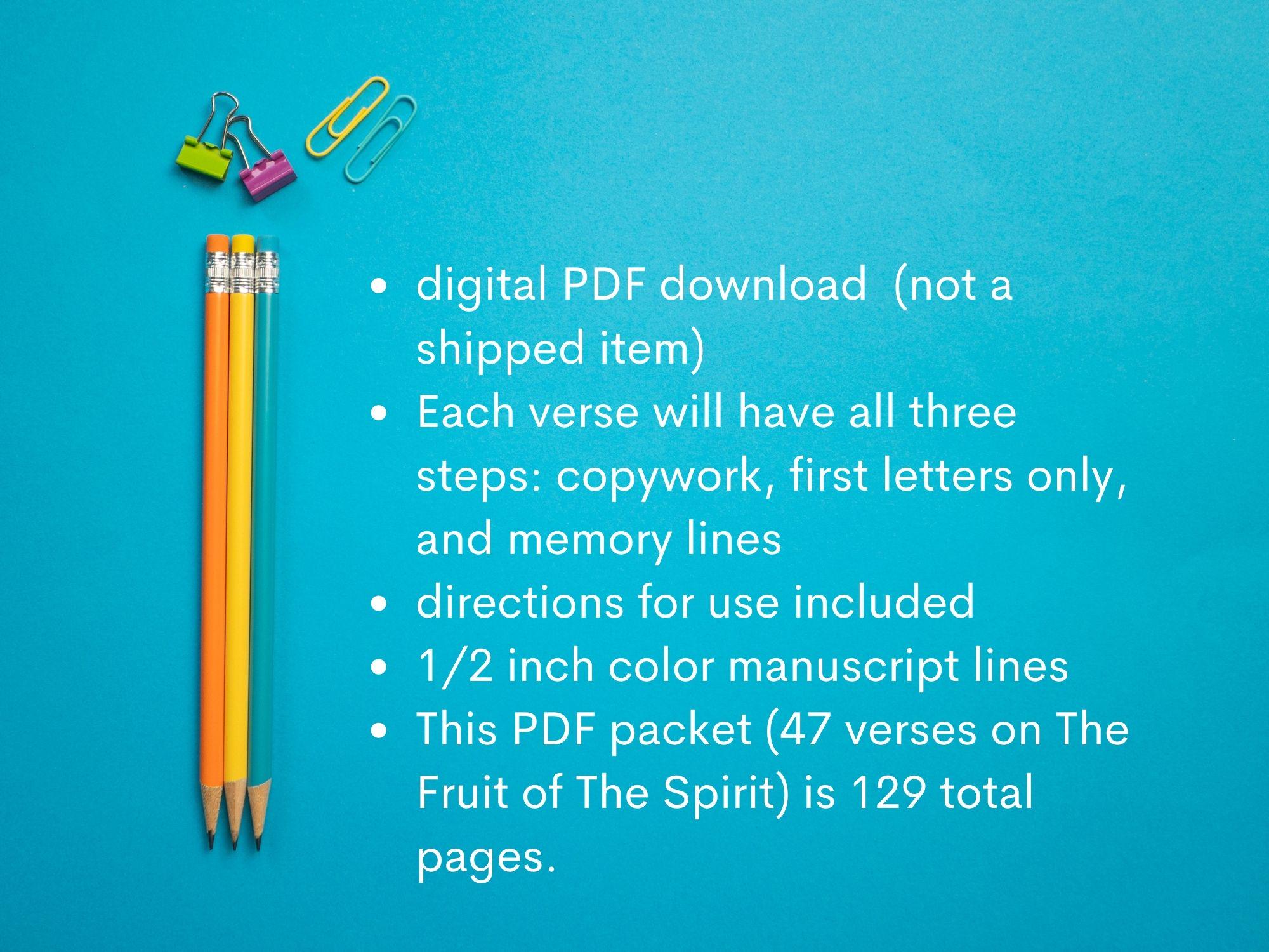 FRUIT of THE SPIRIT Bible Copywork | Bible Verse Memorization ...