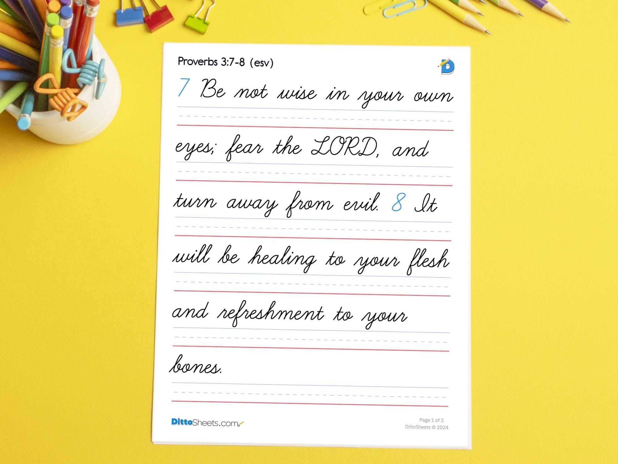 PRIDE Bible Copywork | Bible Verse Memorization | Copywork Charlotte ...