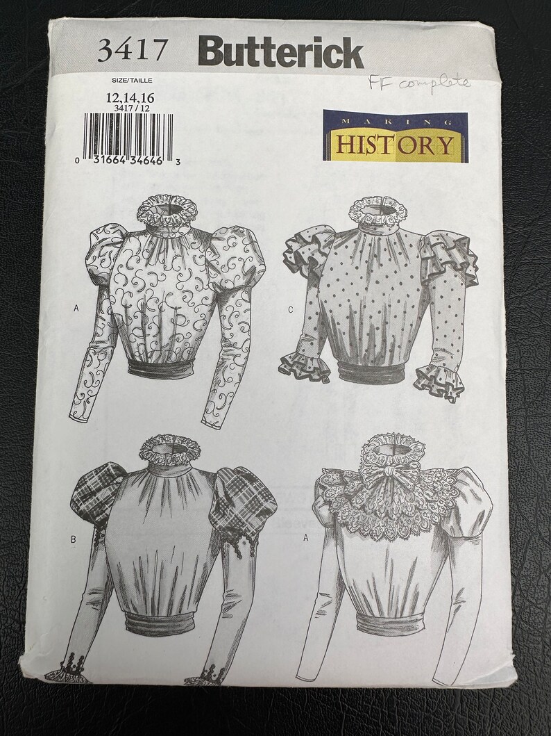 UNCUT Butterick Sewing Pattern 3417, Vintage Making History Victorian ...