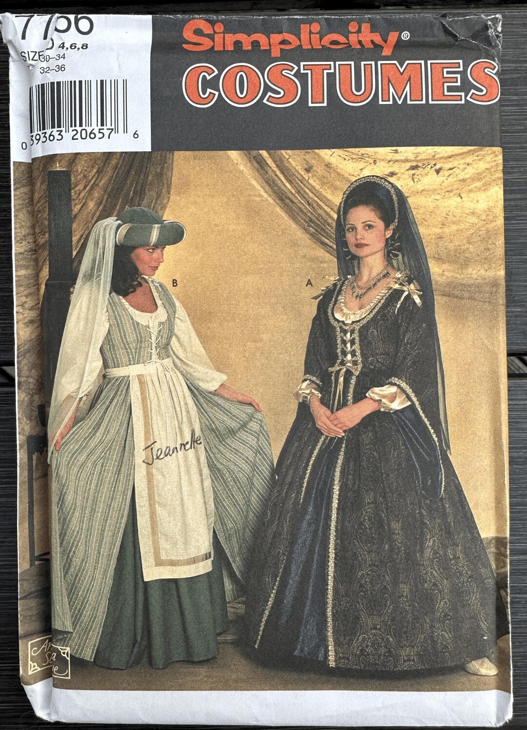 UNCUT Simplicity Sewing Pattern 7756, Misses' Renaissance Costume ...