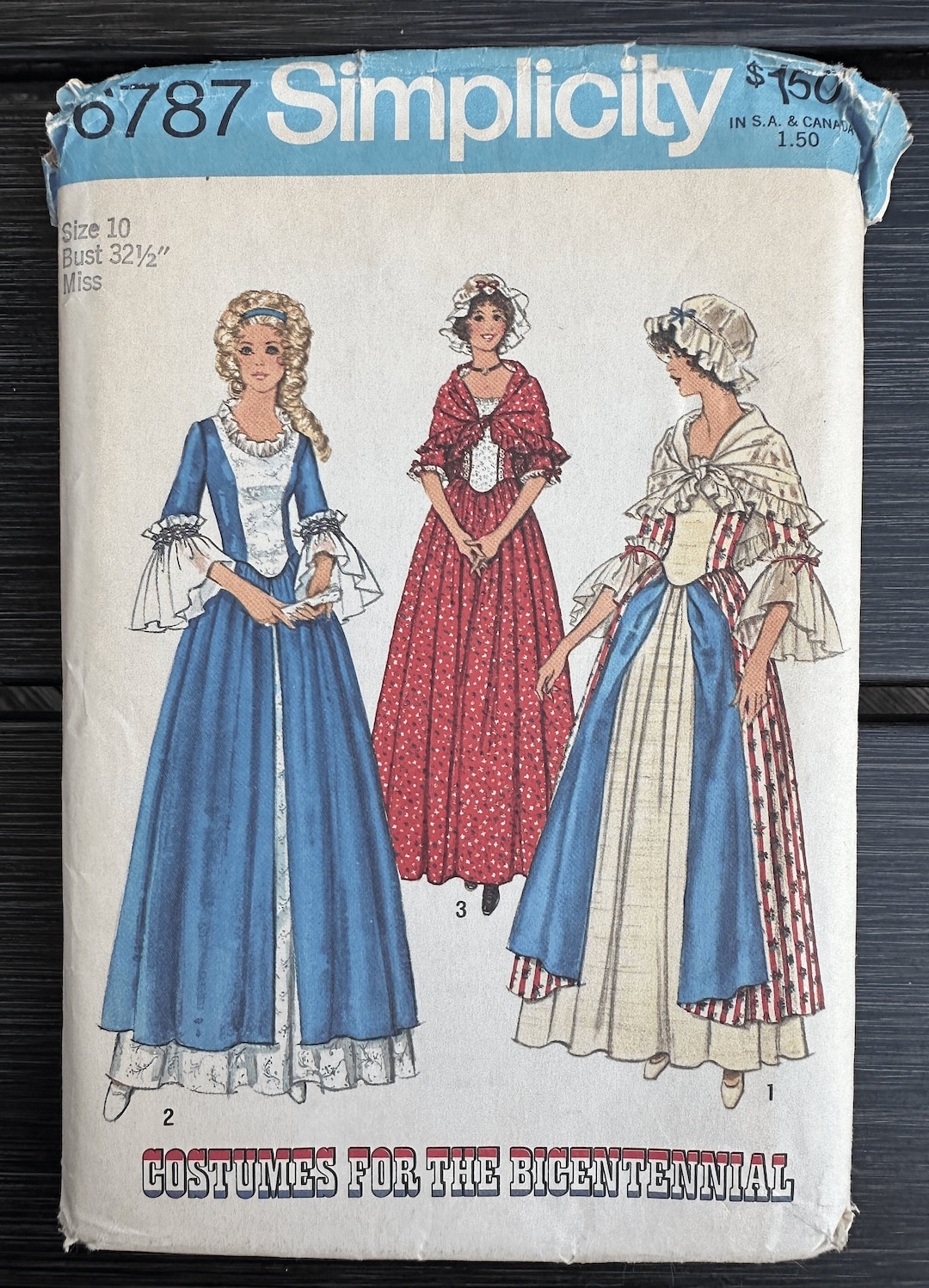 VINTAGE Simplicity Sewing Pattern 6787, Revolutionary War Era Misses ...
