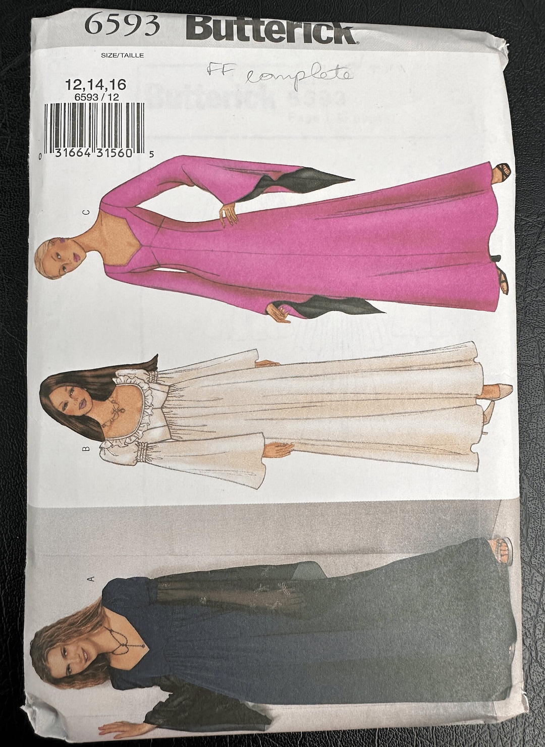 UNCUT Butterick Sewing Pattern 6593, Renaissance-style Empire Waist ...