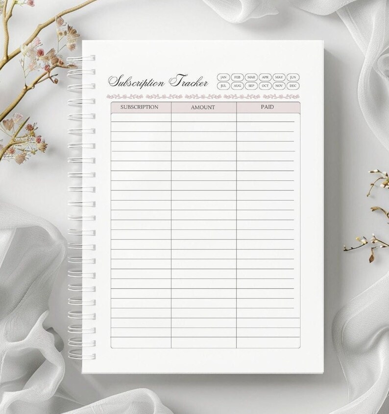 Printable Subscription Tracker | Digital Subscription Log Template ...
