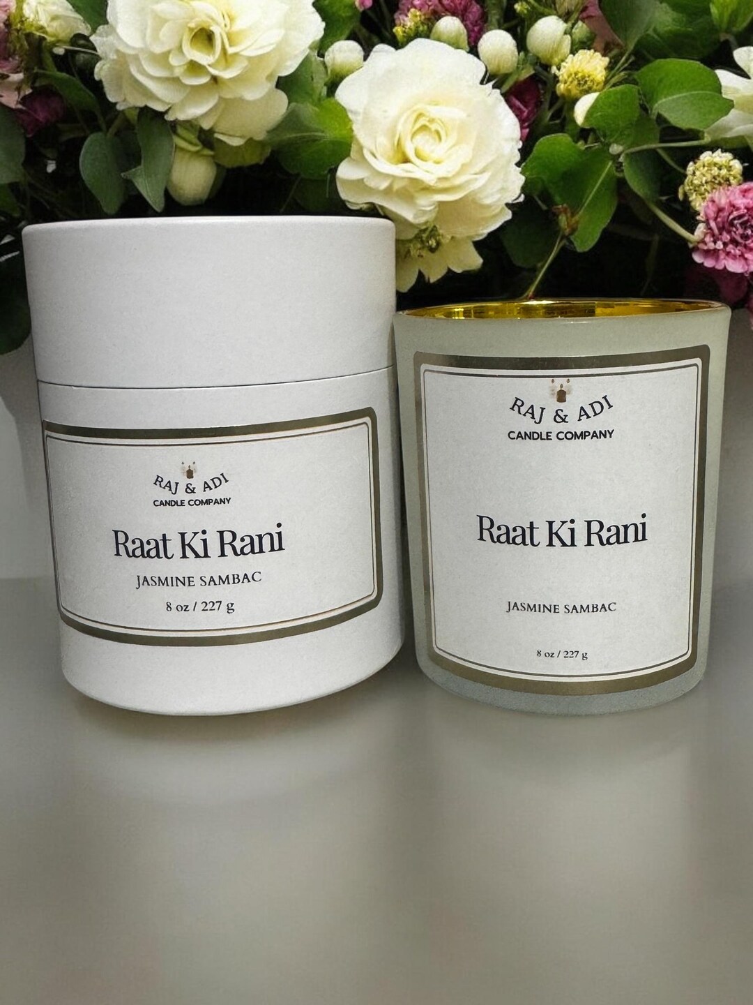 Raat Ki Rani Jasmine Sambac Candle - 8 Oz | Elegant White Tube ...