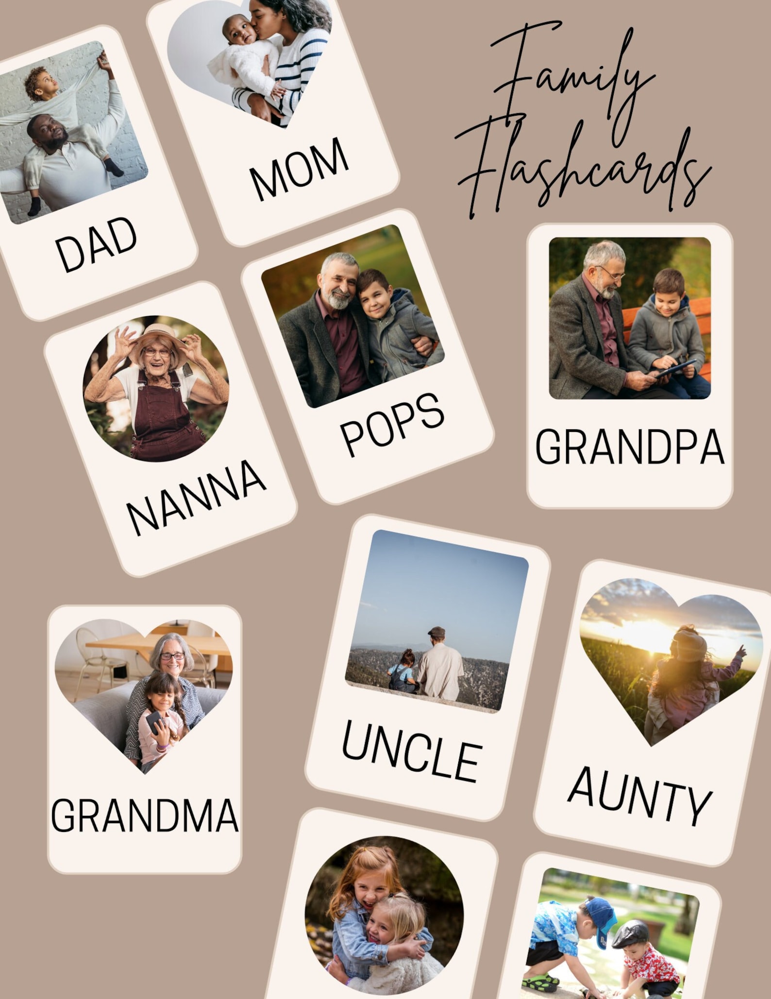 Family Flashcards, Photo Editable Flashcards, Printable Montessori ...
