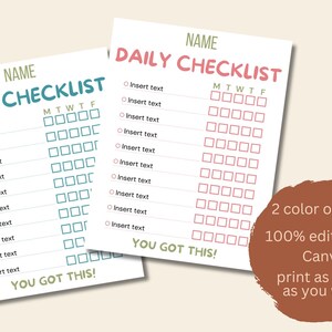Editable Kids Checklist, Personalized Checklist, Daily Responsibilities ...