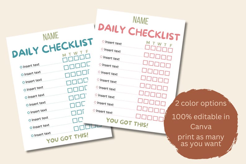 Editable Kids Checklist, Personalized Checklist, Daily Responsibilities ...