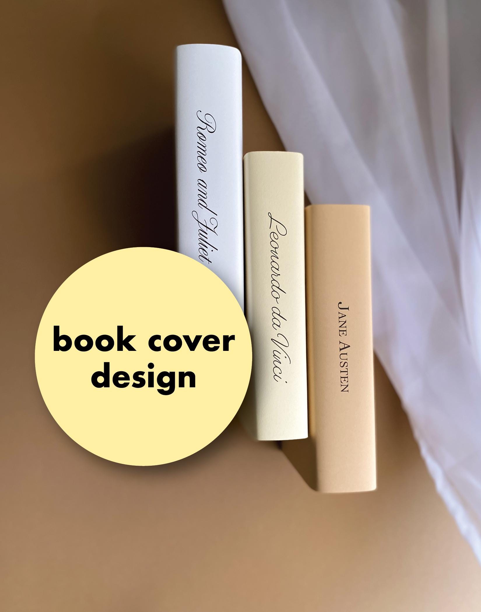 DUST JACKET Book Cover Design Personalized Minimalistic Decor Printable ...