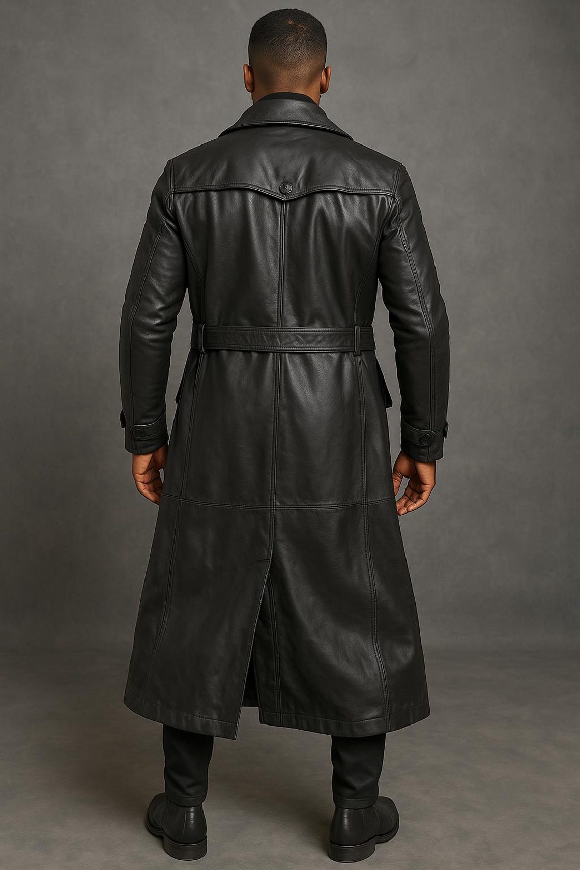 Vintage Genuine Leather Trench Coat - Men's Military Long Coat - Etsy