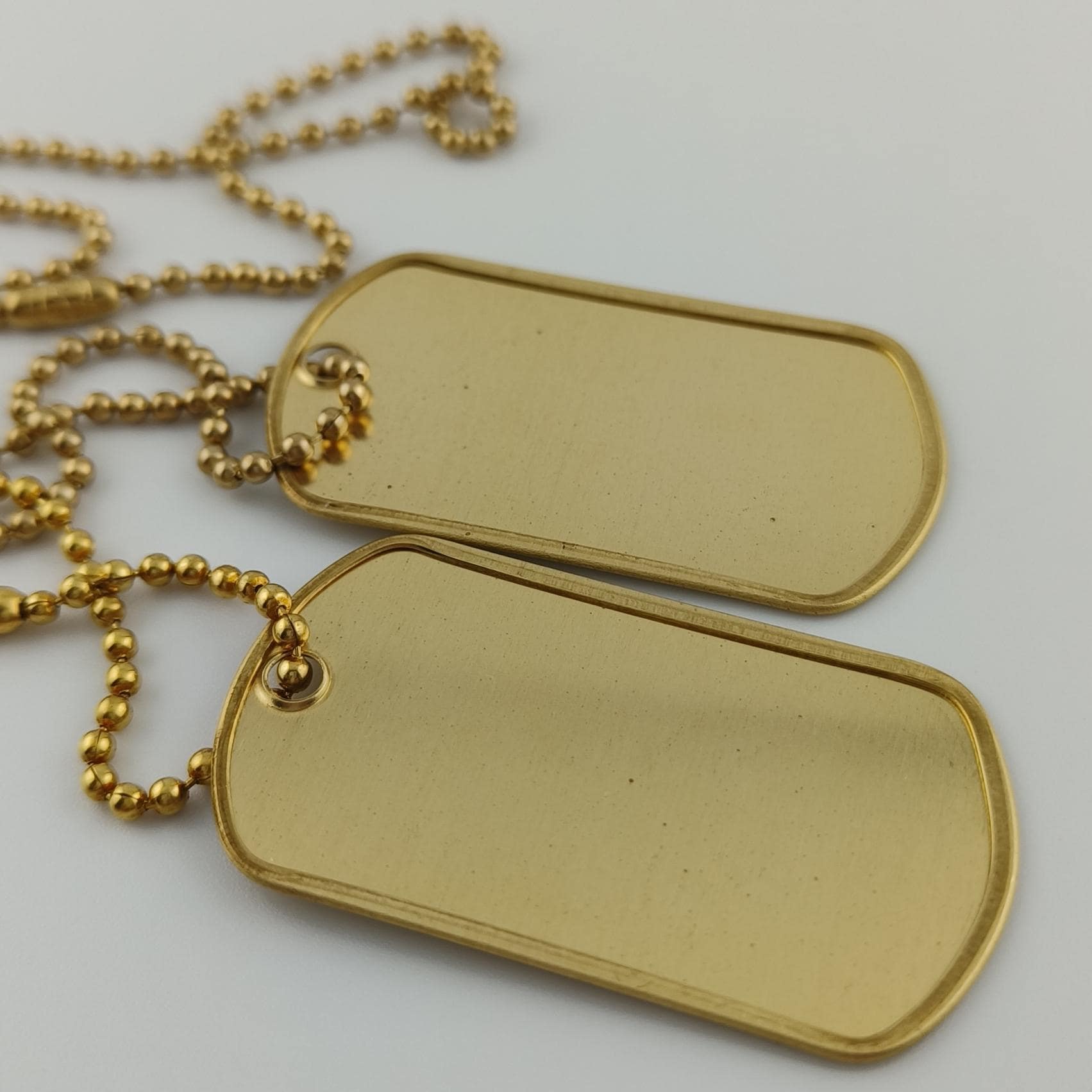 Custom Military Dog Tags Set, Solid Brass Necklace With Embossed Text ...