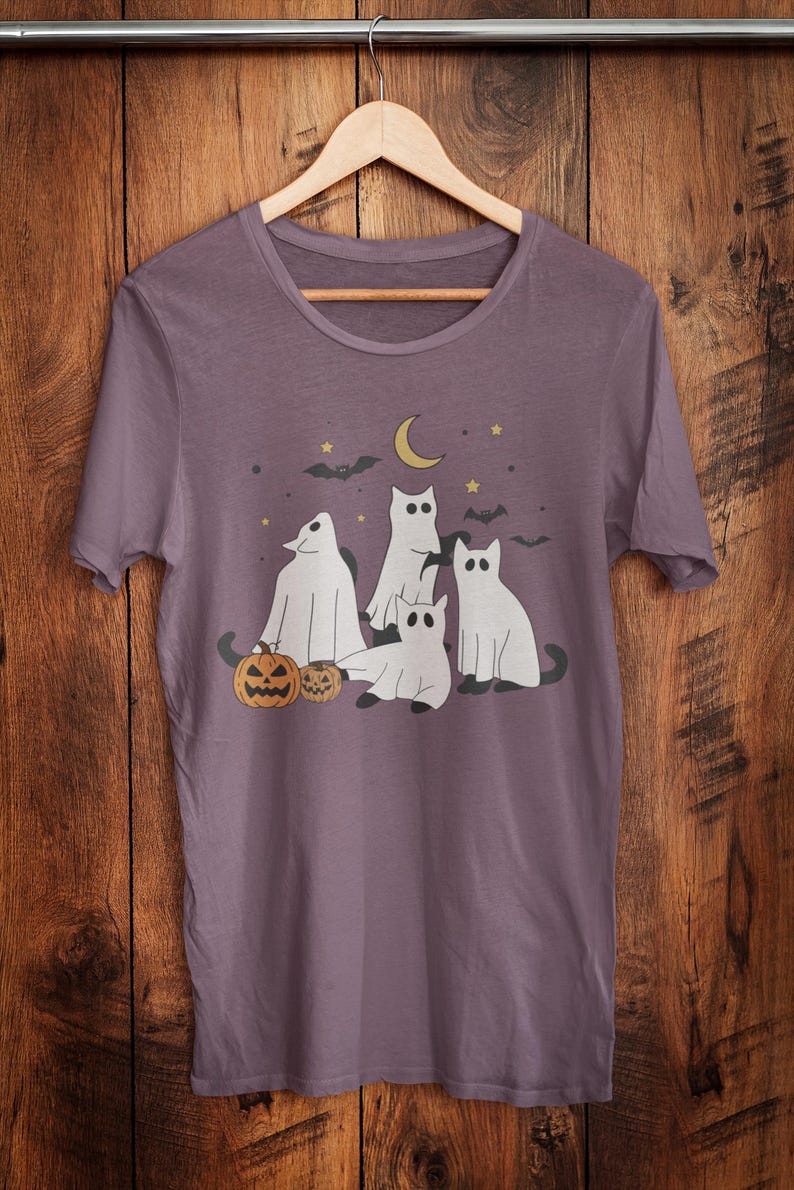Comfort Colors Ghost Cat Halloween T-shirt - Etsy