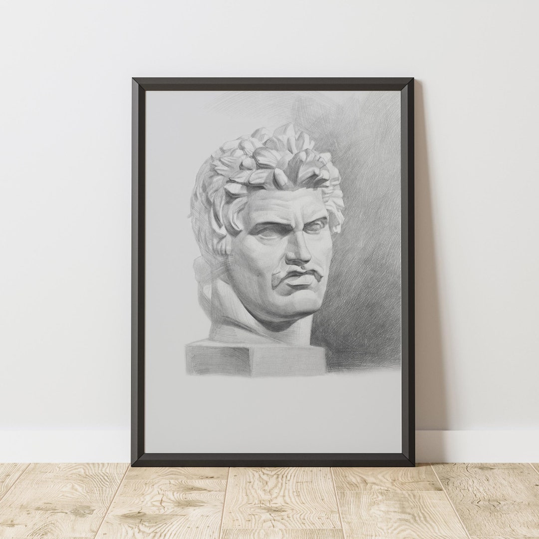 Academic Dying Gaul Statue Drawing Graphite Classical Sculpture Art ...