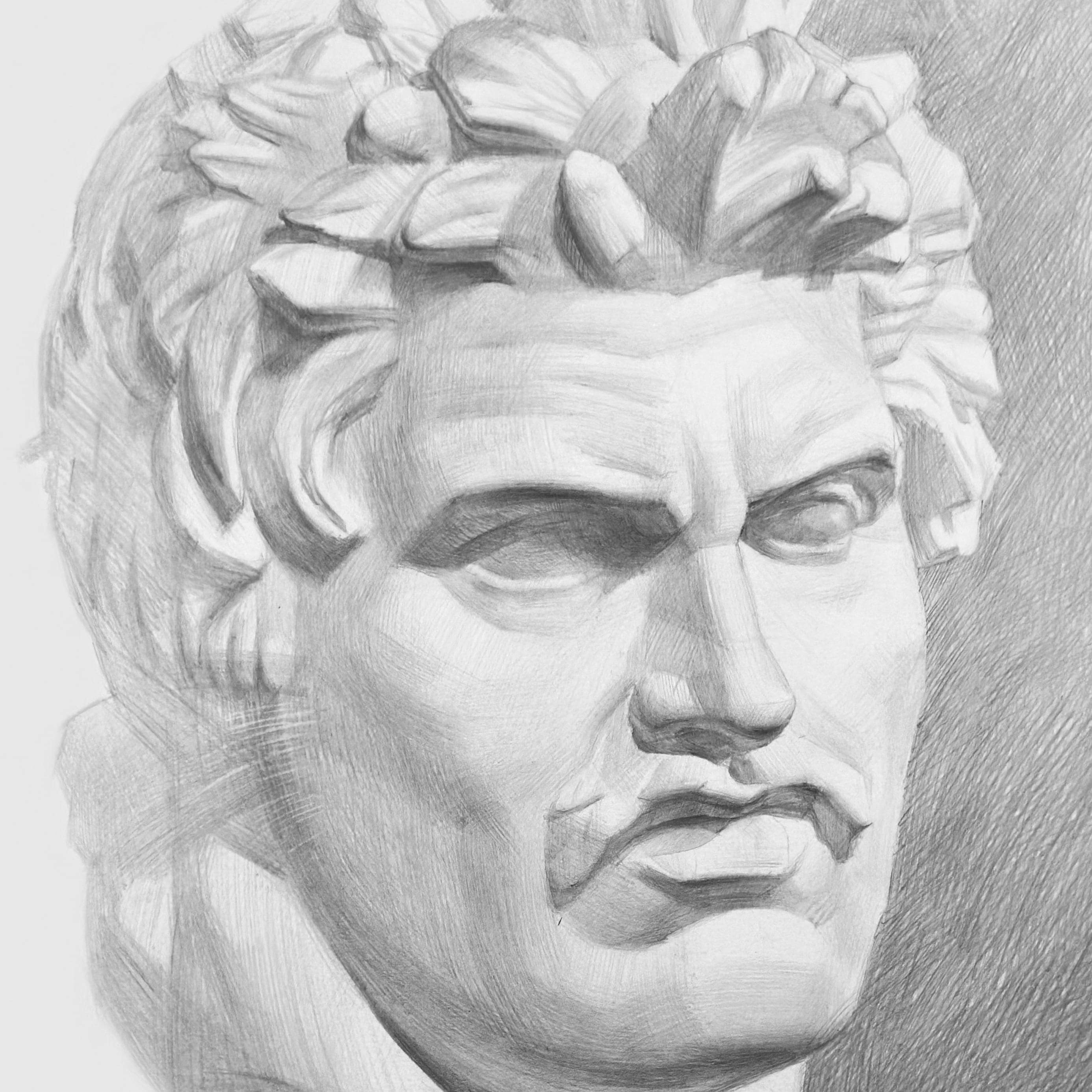 Academic Dying Gaul Statue Drawing Graphite Classical Sculpture Art ...