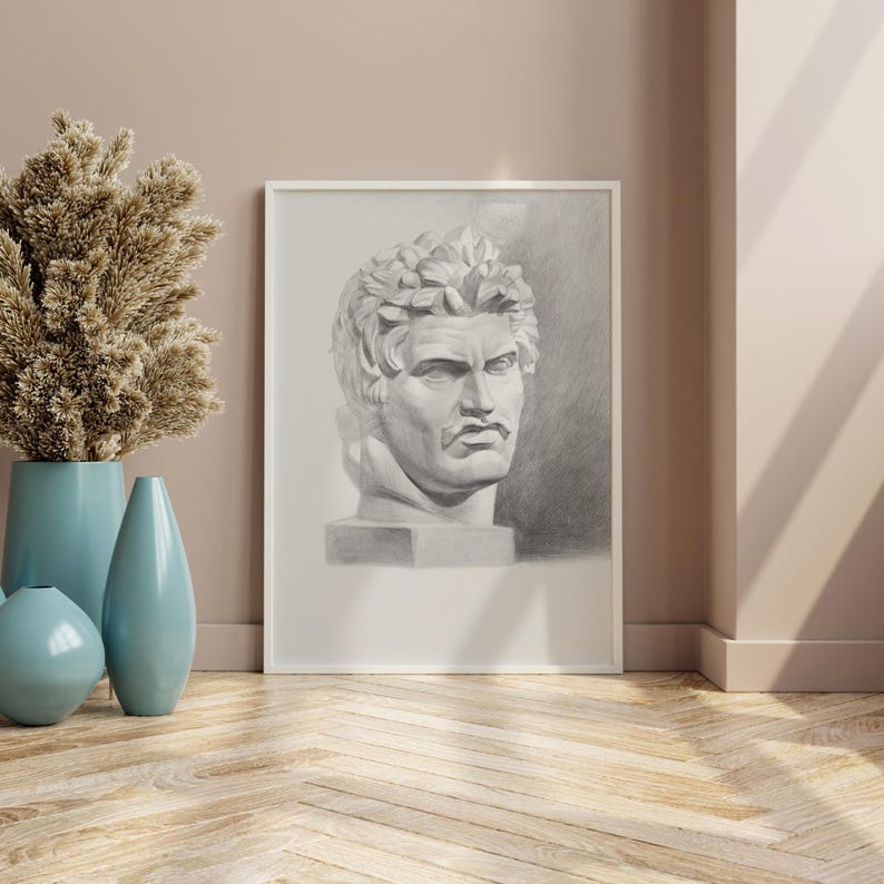 Academic Dying Gaul Statue Drawing Graphite Classical Sculpture Art ...