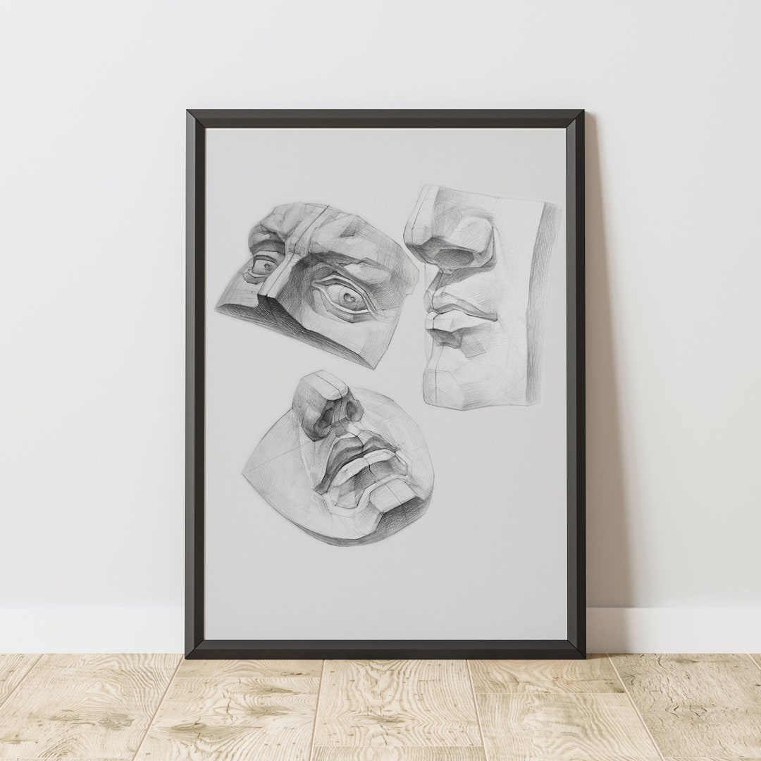 David Sculpture Facial Features Drawing Classical Art Print, Academic ...
