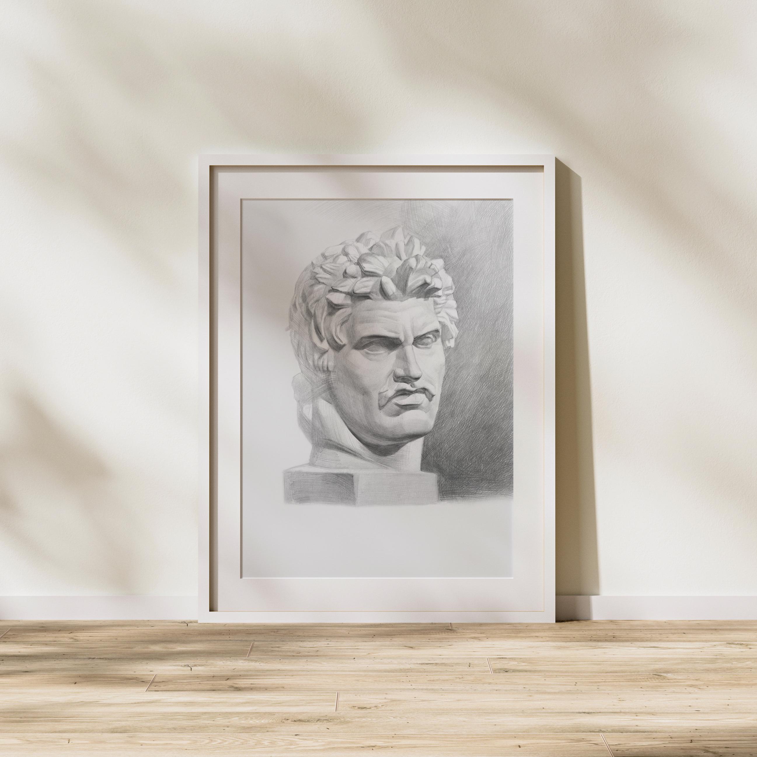Academic Dying Gaul Statue Drawing Graphite Classical Sculpture Art ...