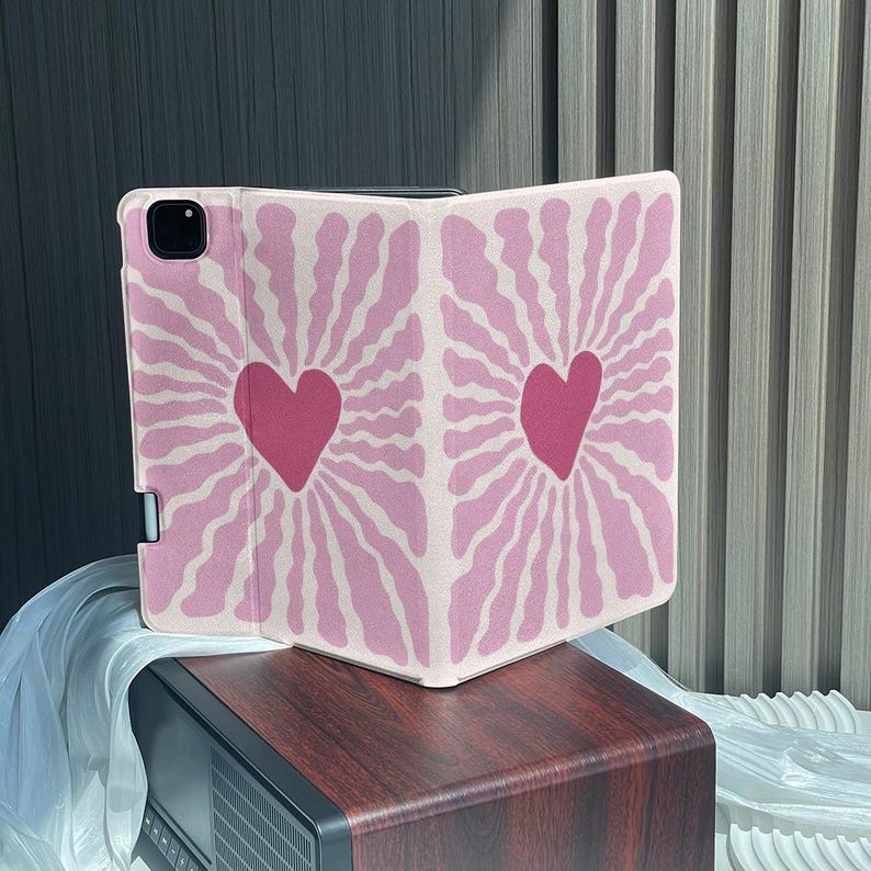 Magic Pink Heart iPad Case With Pencil Holder Protective iPad Air Case ...