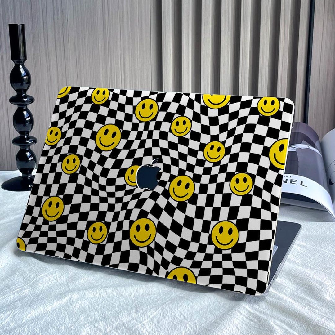 Checkerboard Smiley Face MacBook Case, Fun Laptop Cover for Air 13/15 ...