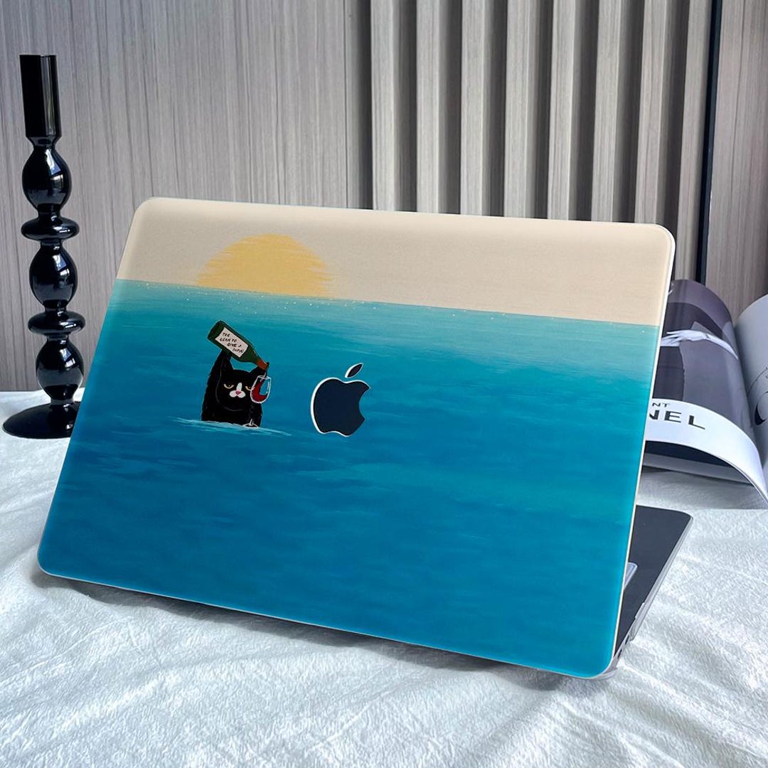 Funny Black Cat Chilling MacBook Case, Cute Laptop Cover for Air 13/15 ...