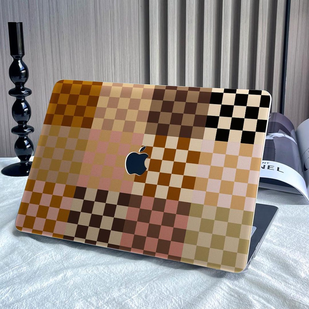 Plaid Beige Mosaic MacBook Case, Hard Protective Laptop Cover for Air ...