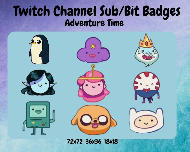 Adventure Time Sub/bit Badges for Twitch and Streaming - Etsy