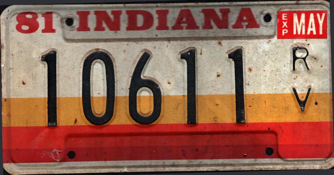 Vintage RV Indiana License Plate Vintage RV Plate, Old License Plate ...