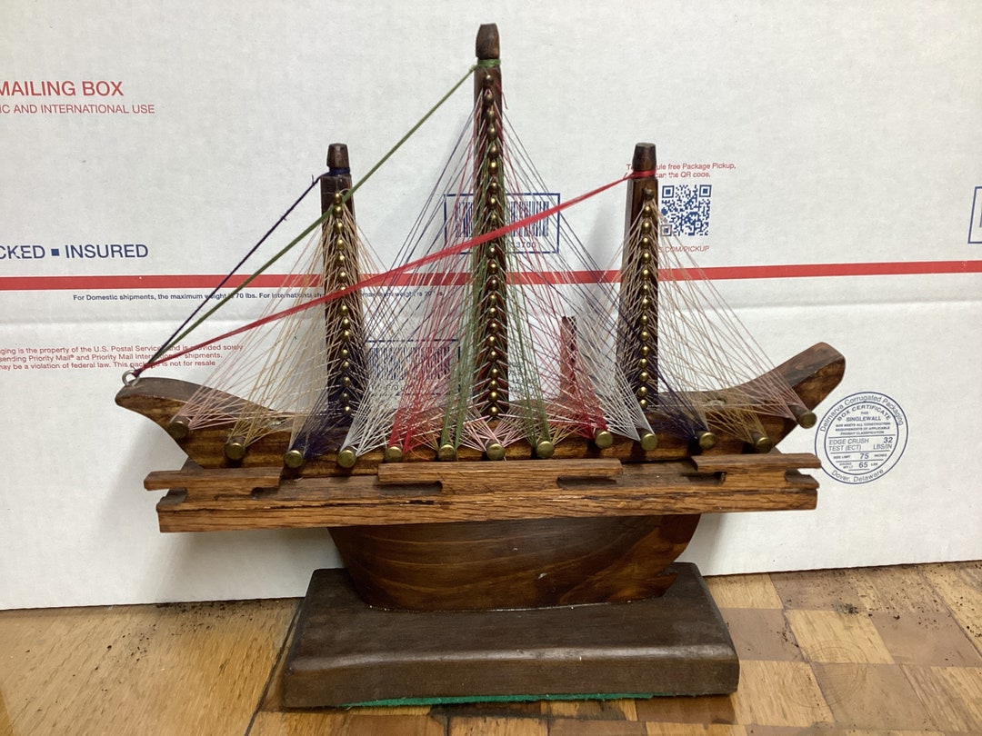 Vintage Wood Sail Boat Model String Art Boat Hand Made Boat - Etsy