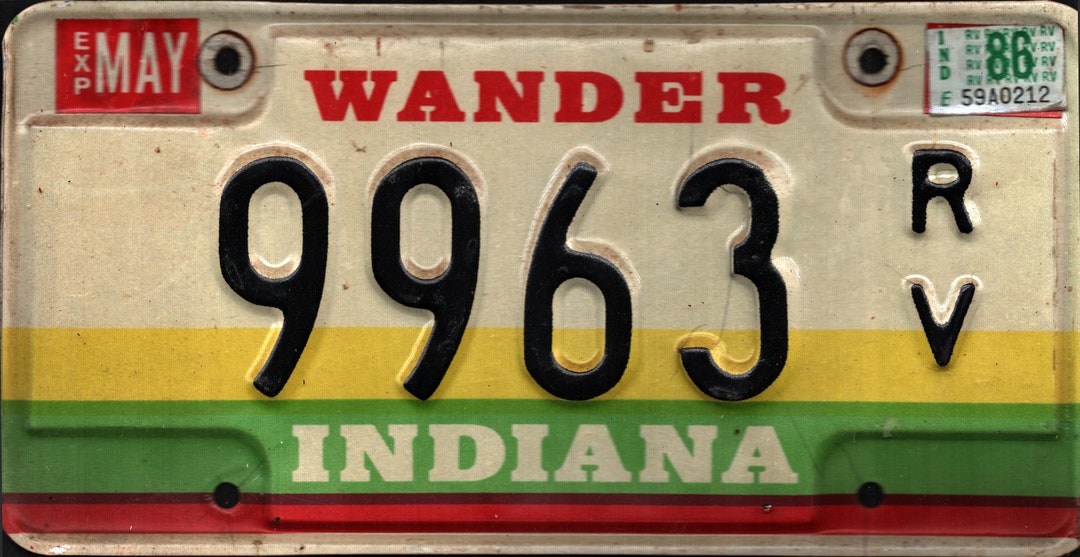 Vintage RV Indiana License Plate Vintage RV Plate, Old License Plate ...