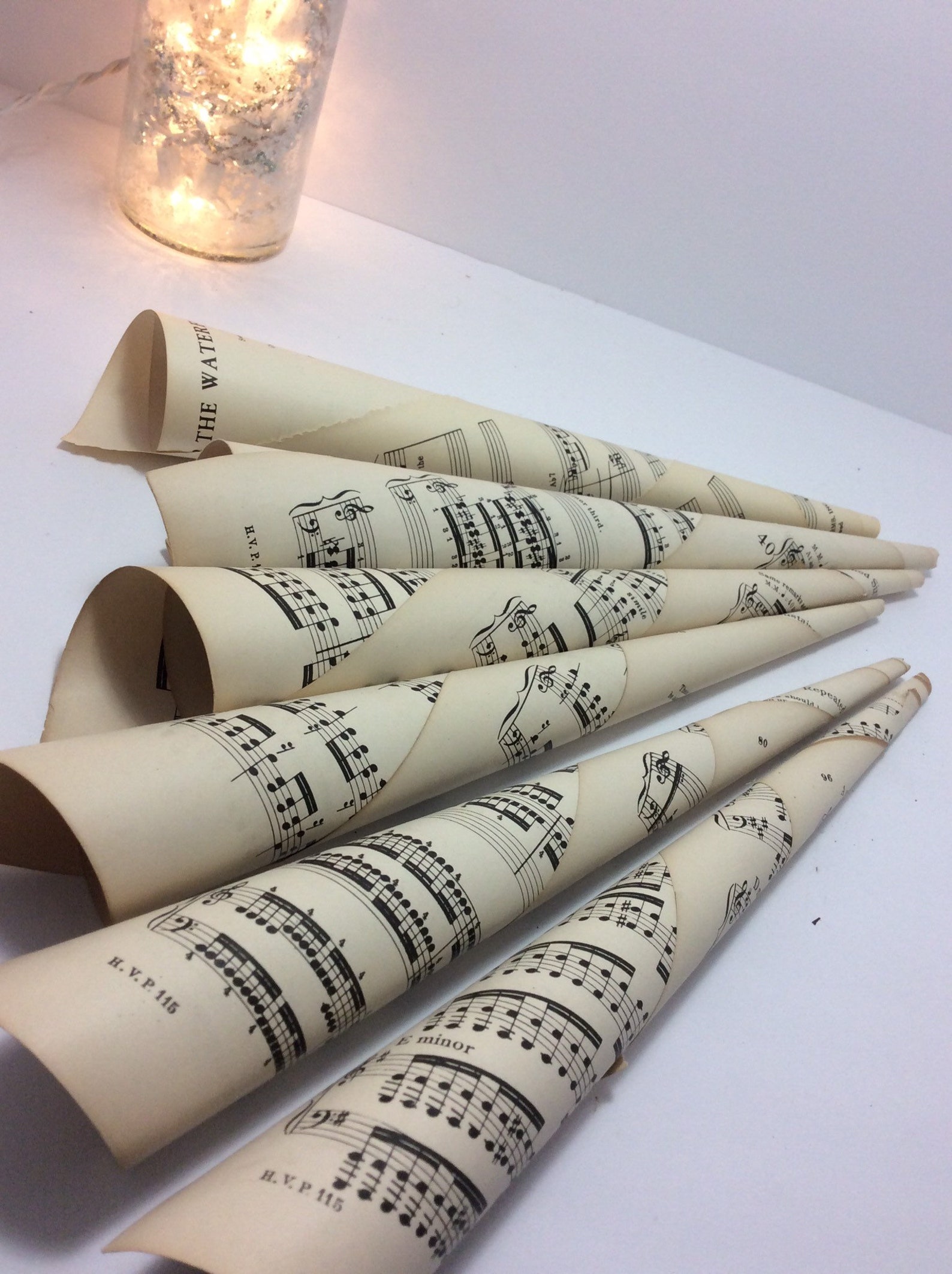 6 Vintage Sheet Music Cones 12 Inch Plus Vases Confetti | Etsy