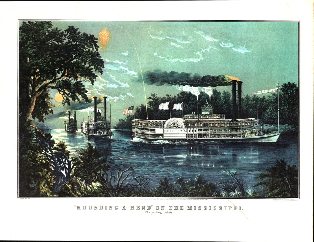 Beautiful Currier & Ives Lithograph Print From 1952 Book, Rounding a ...