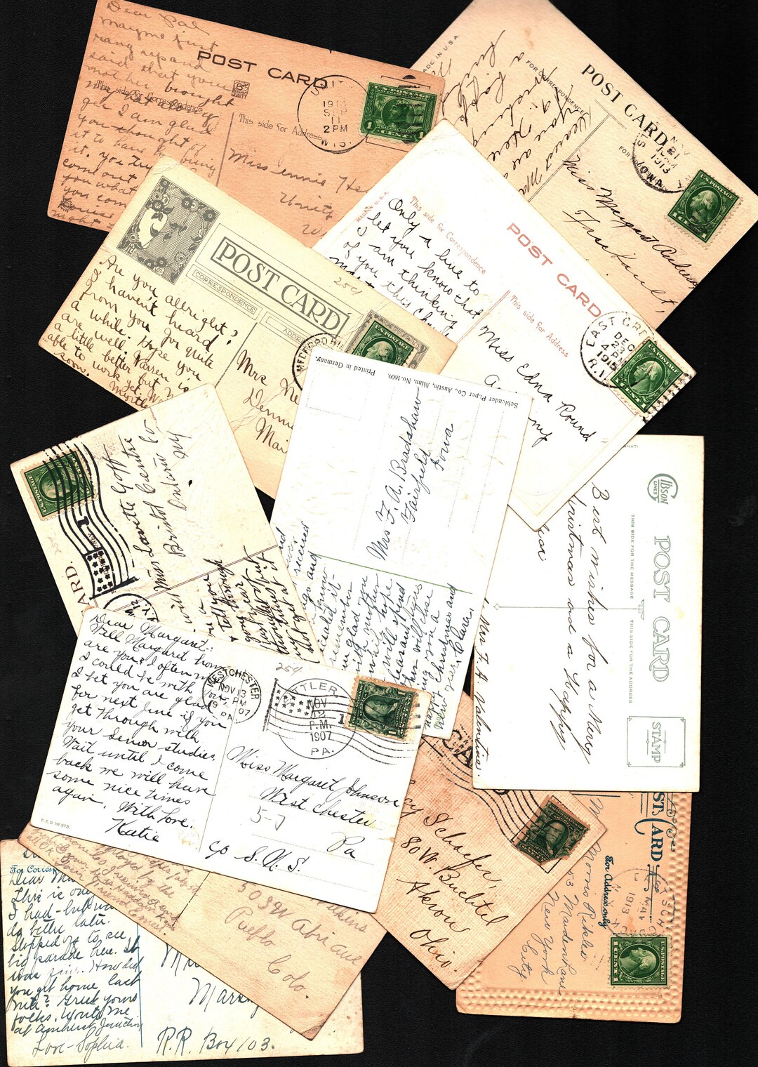 20 Antique Vintage Postcards Beautiful Script Handwriting. Great for ...