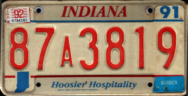 Vintage Indiana License Plate Vintage Plate, Old License Plate ...