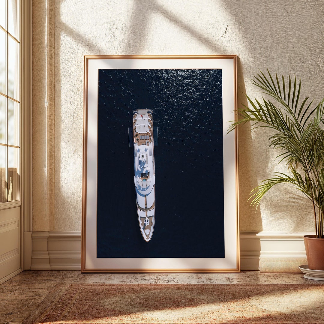 Luxury Yacht Print: Modern Coastal Sailing Art, Beach House Decor - Etsy