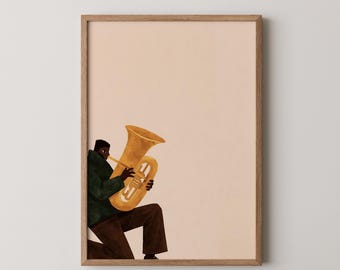 Jazz Printable Wall Art, Retro Jazz Music Print Digital Download, Mid ...