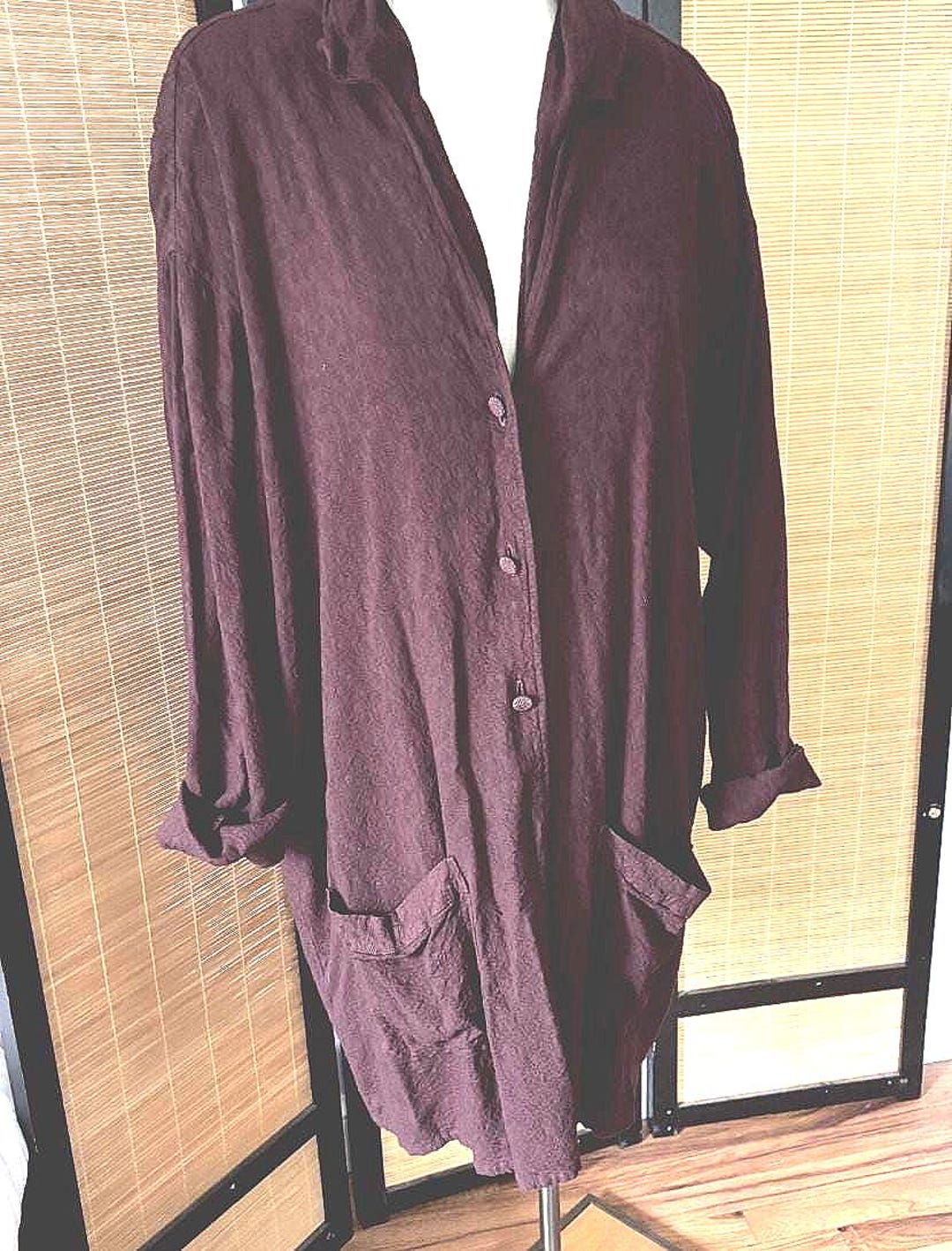 Rare VINTAGE FLAX by Jeanne Engelhart Size S Oversized Burgundy ...