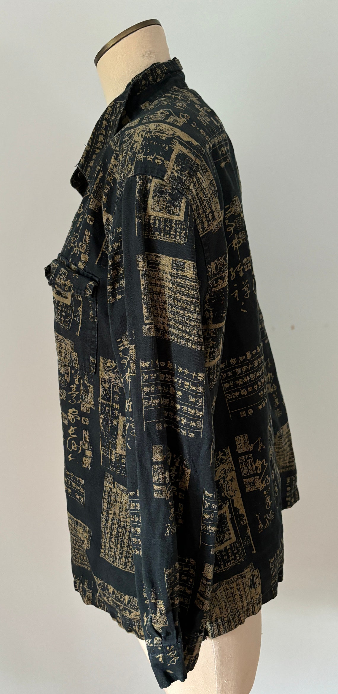Vintage Chico's Design Forest Green Asian Style Linen Cotton Top - Etsy