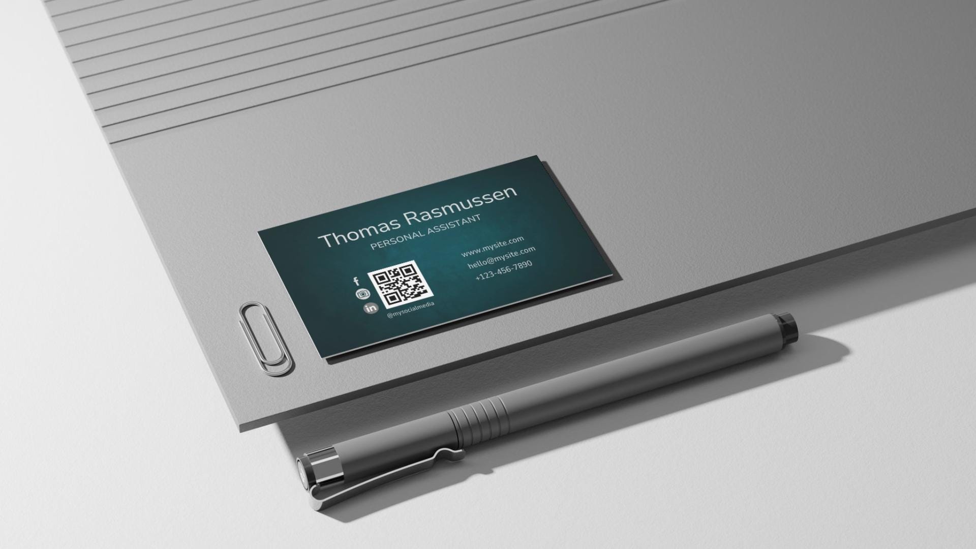 Dark QR Code Professional BUSINESS CARD Template | Minimalist Modern ...