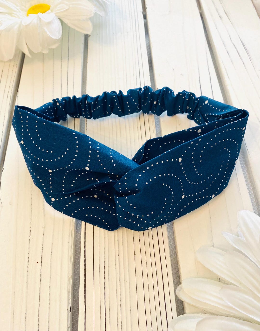 Navy With White Swirly Dots Top Loop Headband | Women's Headband | Loop ...