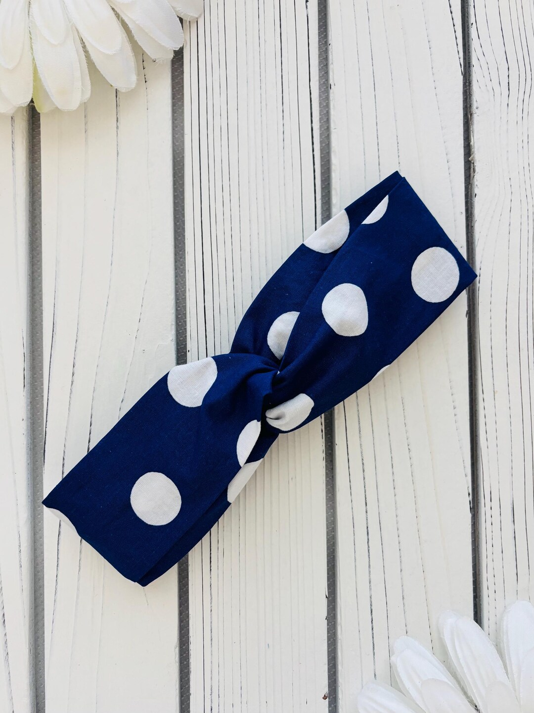 Blue With White Dots Top Loop Headband | Women's Headband | Loop ...