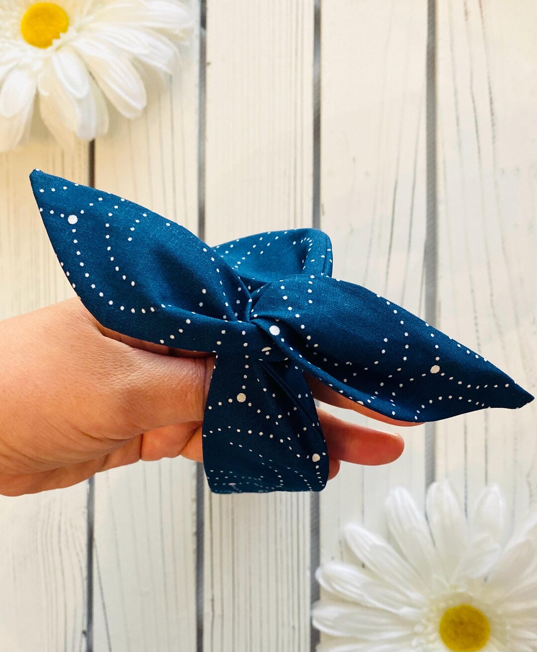 Navy With Swirly White Dots | Wire Twist Headband | Women's Headband ...