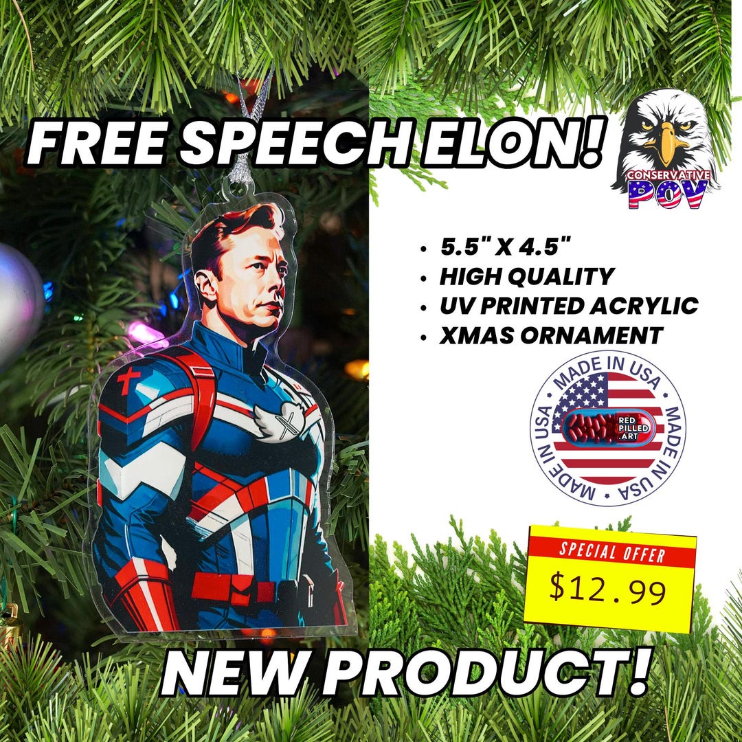 Elon Musk "free Speech Warrior" Acrylic Christmas Ornament – Limited ...