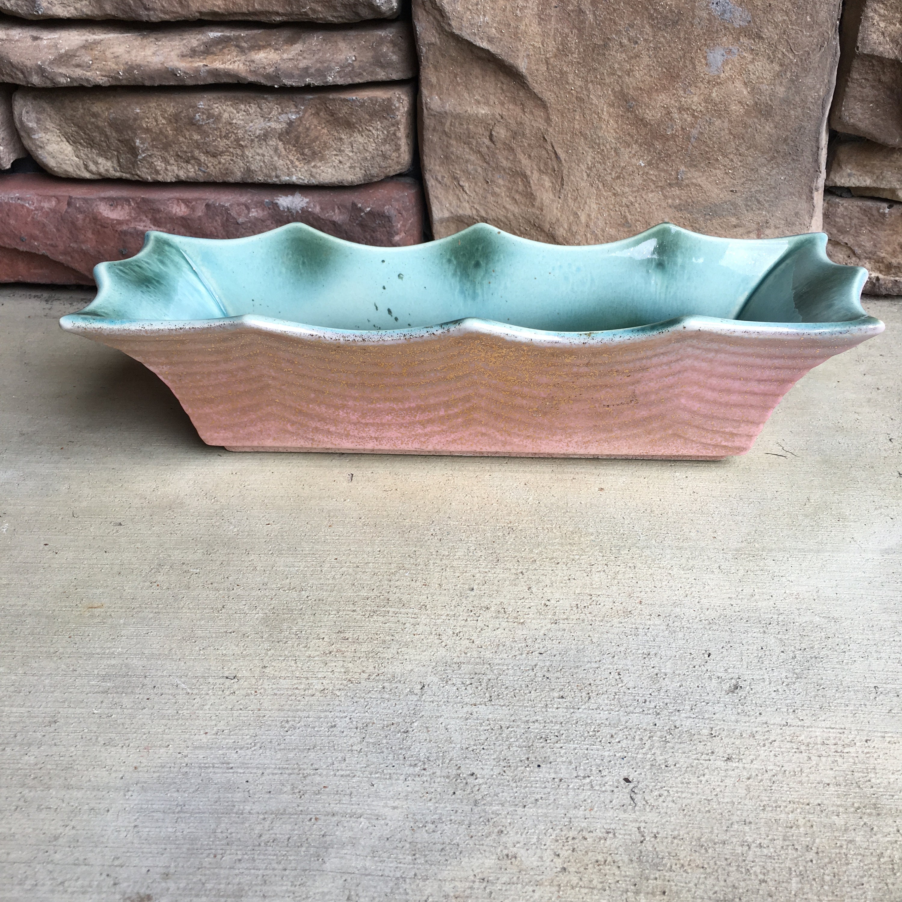 Hull Pottery 82 Rectangle Window Planter Pink Green With Gold - Etsy