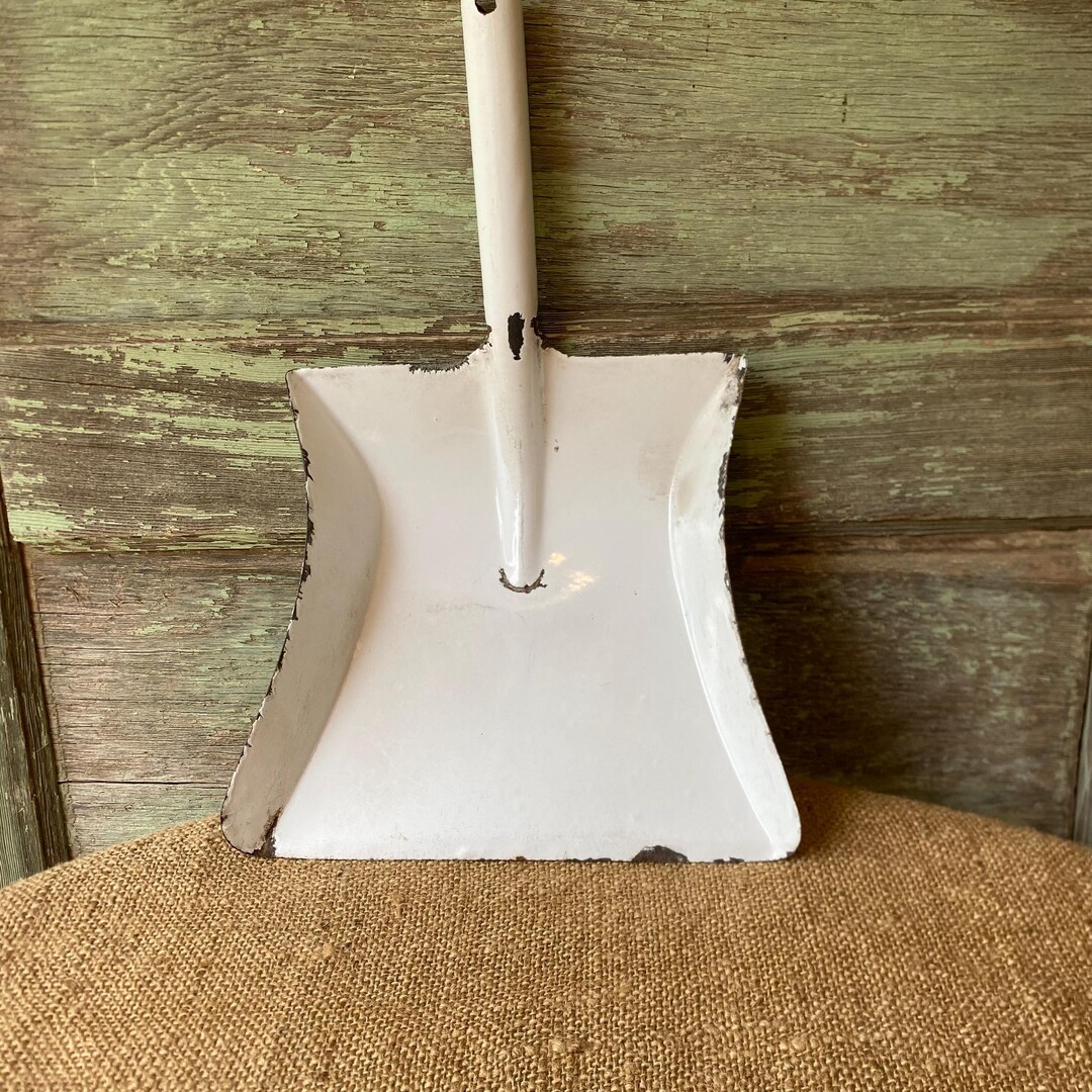 Vintage Enamel White Dust Pan Metal French Country Farmhouse - Etsy