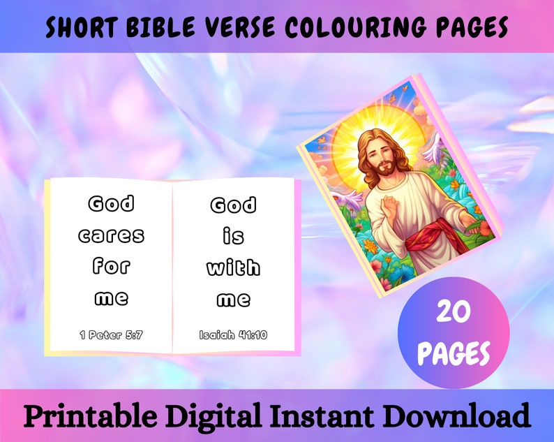 Short Bible Verse Colouring Book Pages for Kids Toddlers | Printable ...