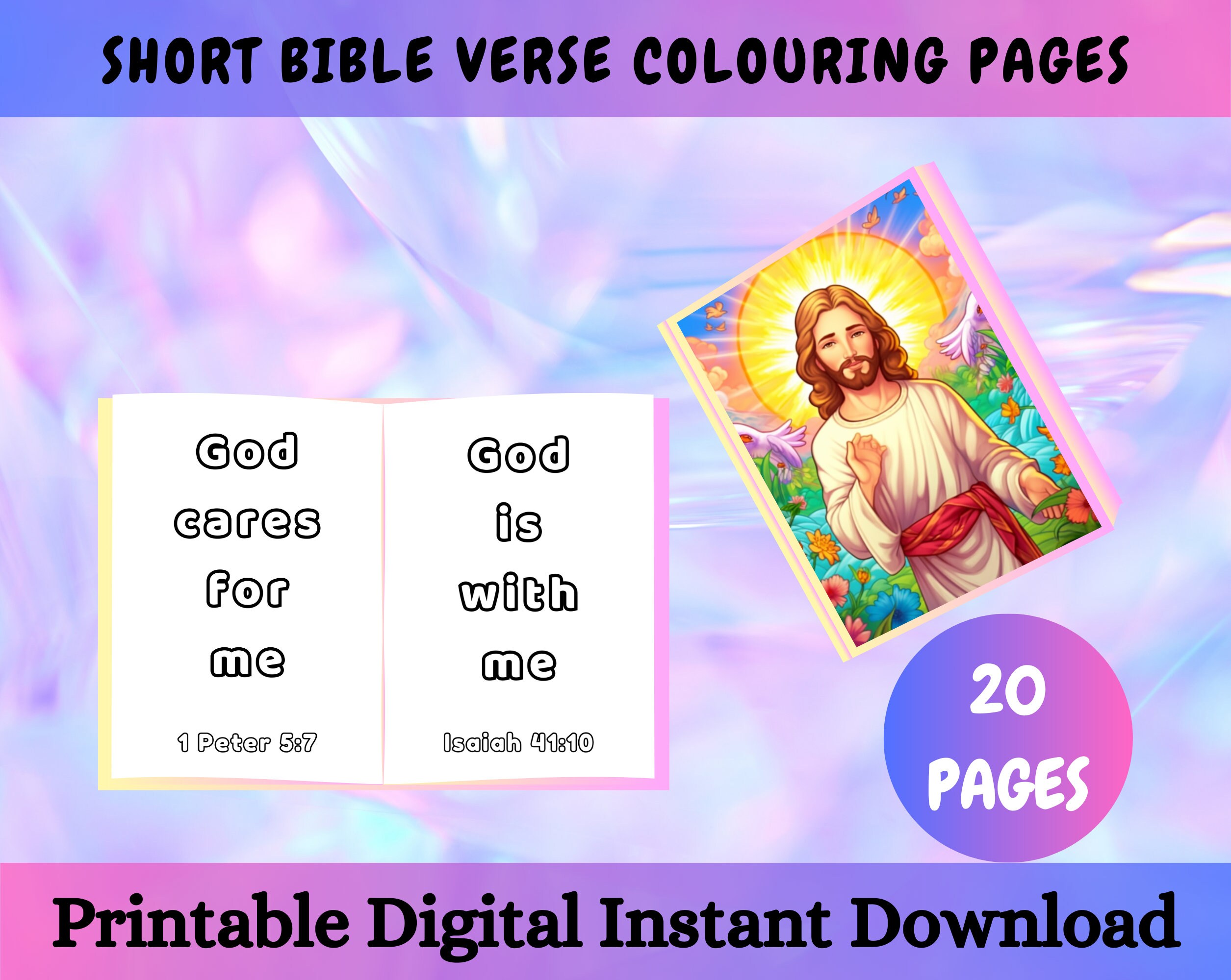 Short Bible Verse Colouring Book Pages for Kids Toddlers | Printable ...