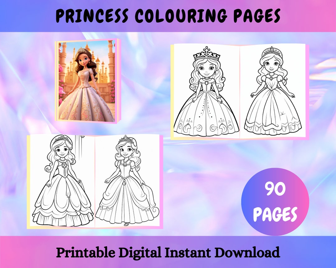 My Princess Collection Colouring Book for Kids Printable Digital ...