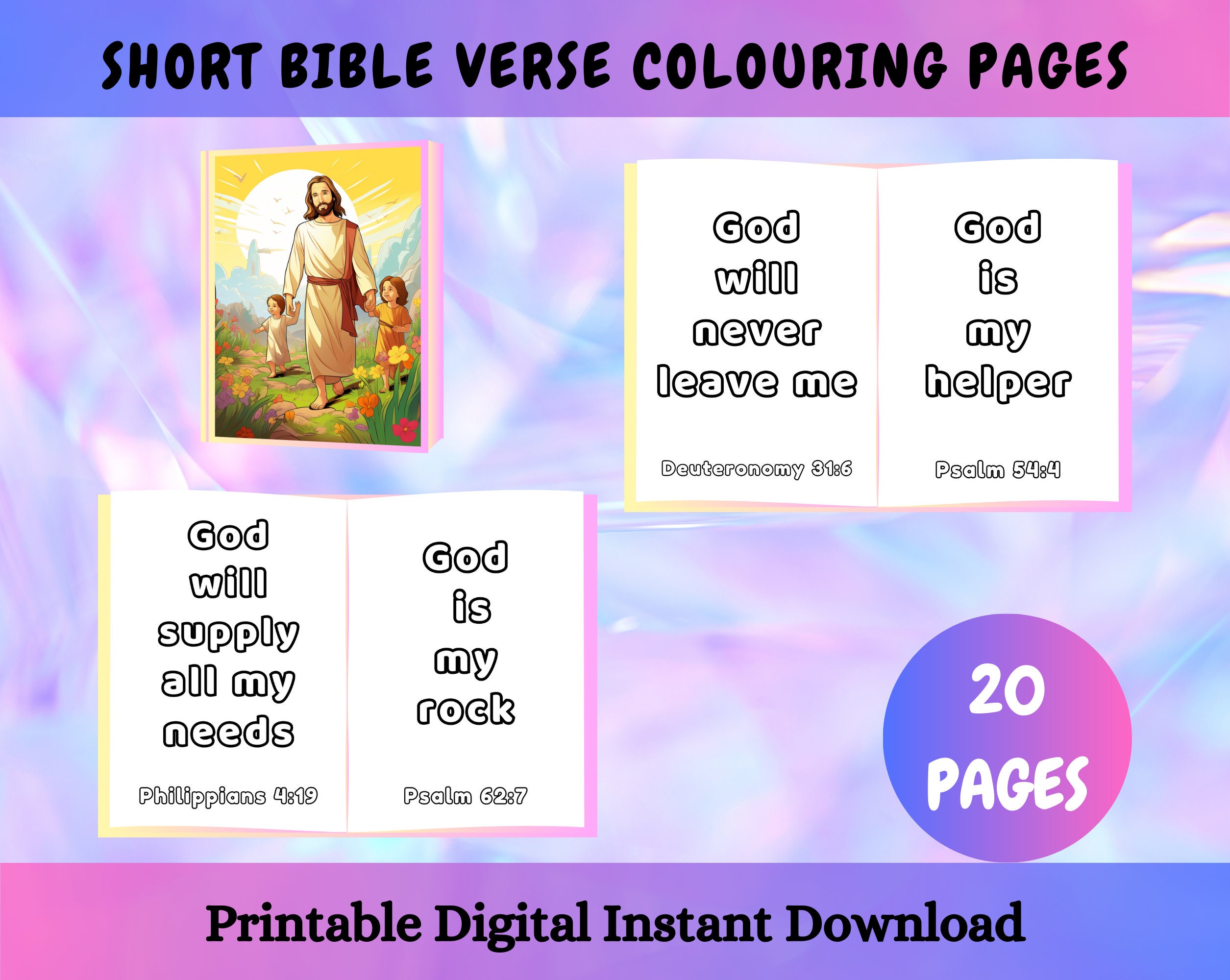 Short Bible Verse Colouring Book Pages for Kids Toddlers | Printable ...