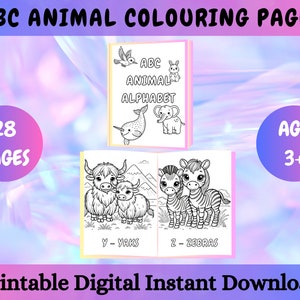 ABC Animal Alphabet Coloring Book for Kids - Instant Download ...
