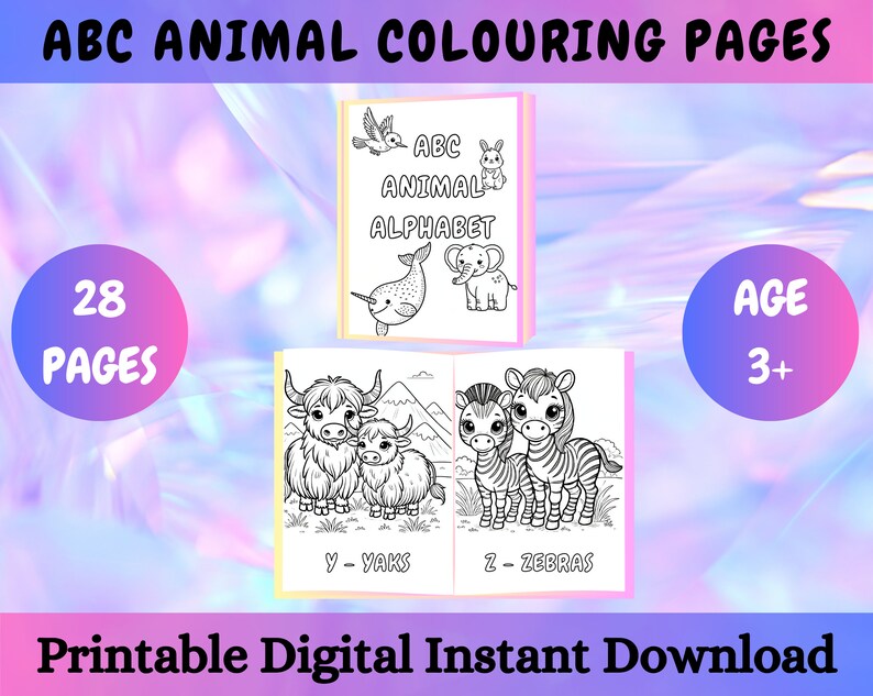 ABC Animal Alphabet Coloring Book for Kids - Instant Download ...